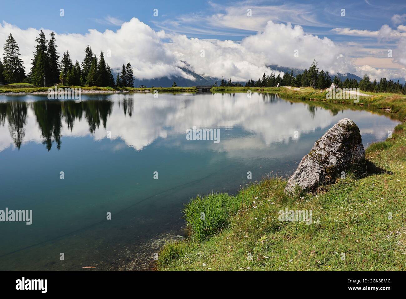 Beautiful Alpine Austrian Lake in the Mountains. Water Reflection of ...