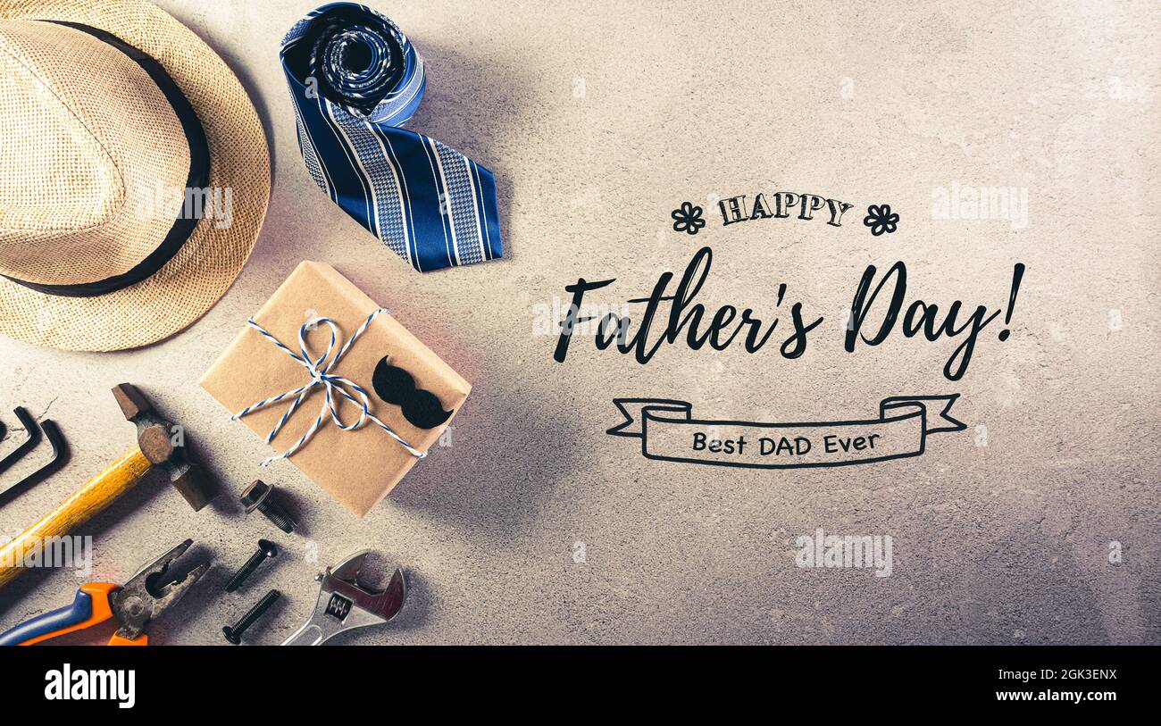 Happy Father's Day decoration with beautiful tie with mustache, hand ...