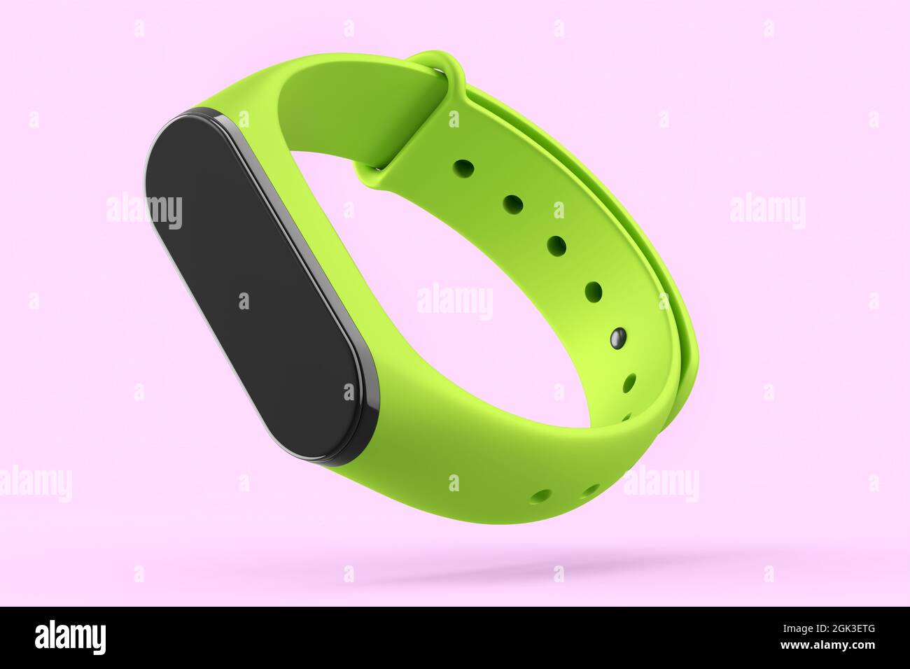Green fitness tracker or smart watch with heart rate monitor isolated ...