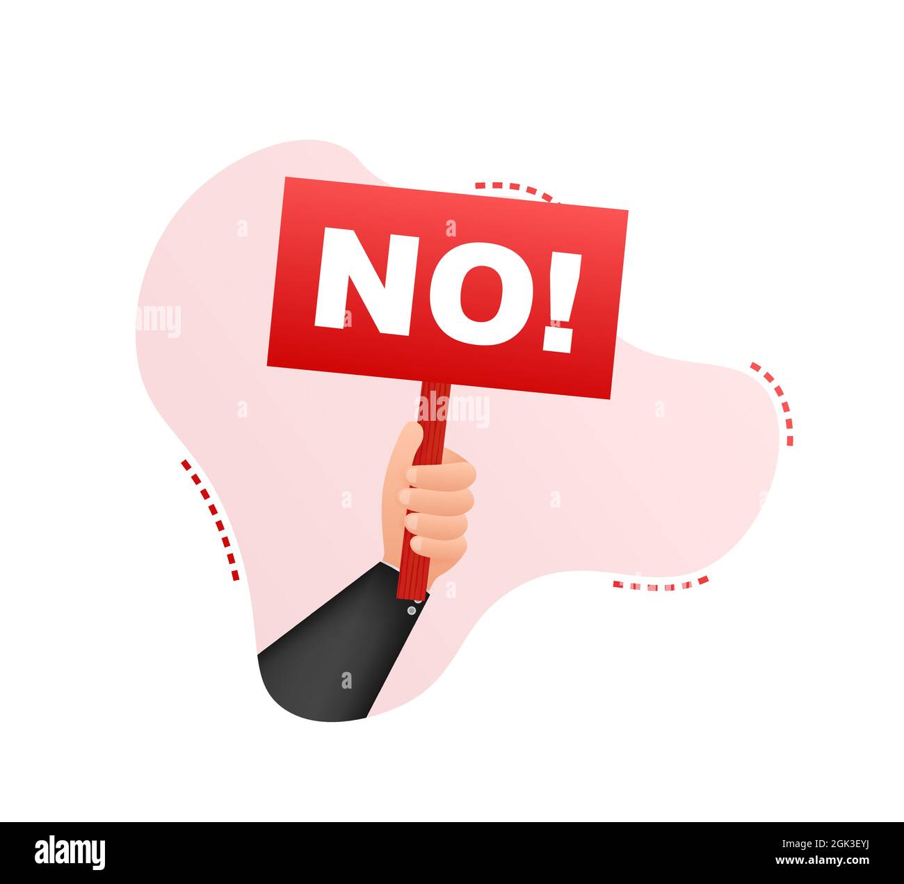 No sign. Cartoon poster with hand holding placard for banner design ...