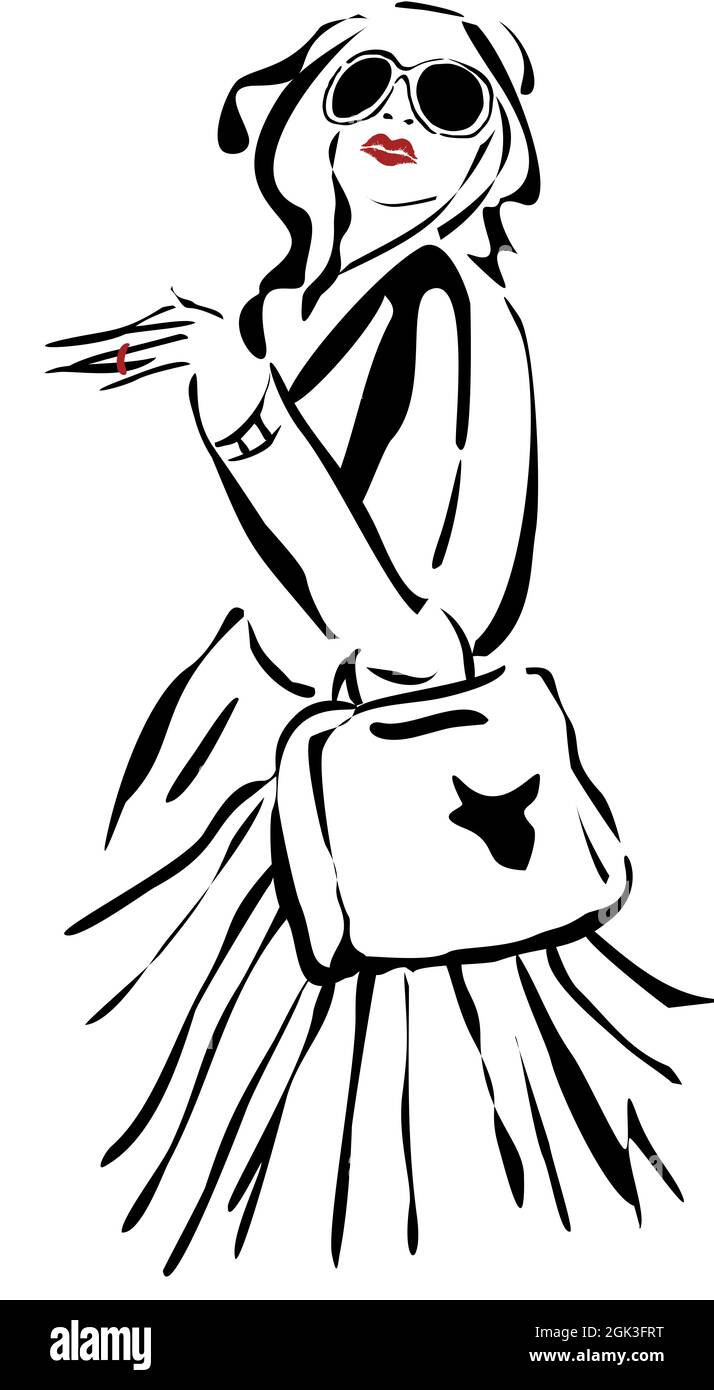 Drawing outline of abstract beautiful young lady Stock Photo - Alamy