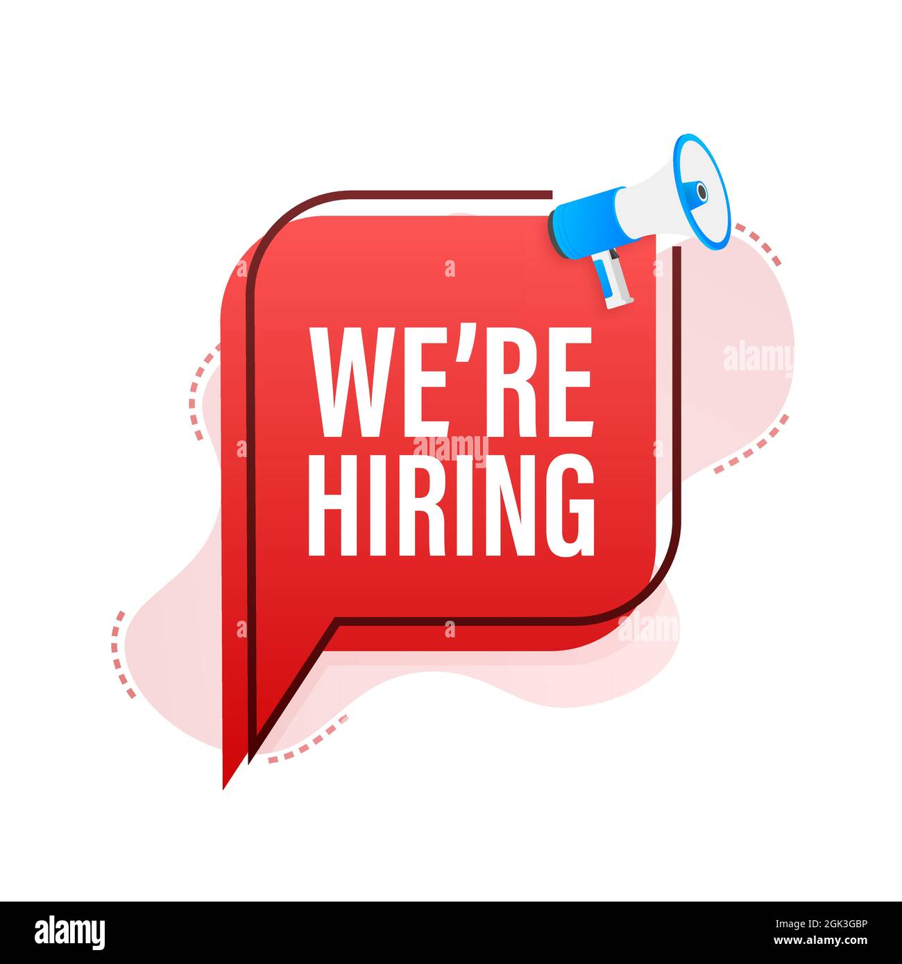 Megaphone label with we are hiring. Megaphone banner. Vector ...