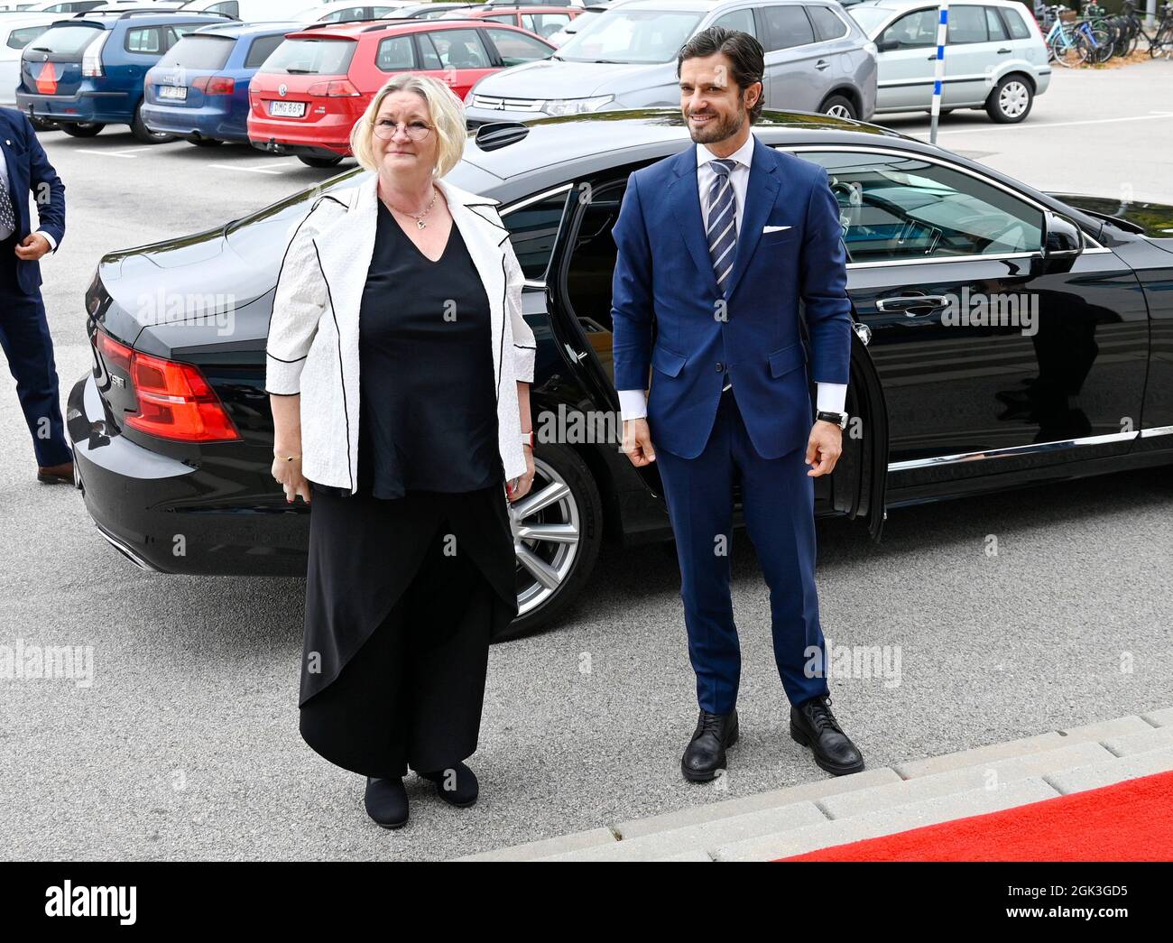 Sweden's Prince Carl Philip is welcomed by Blekinge's acting governor ...