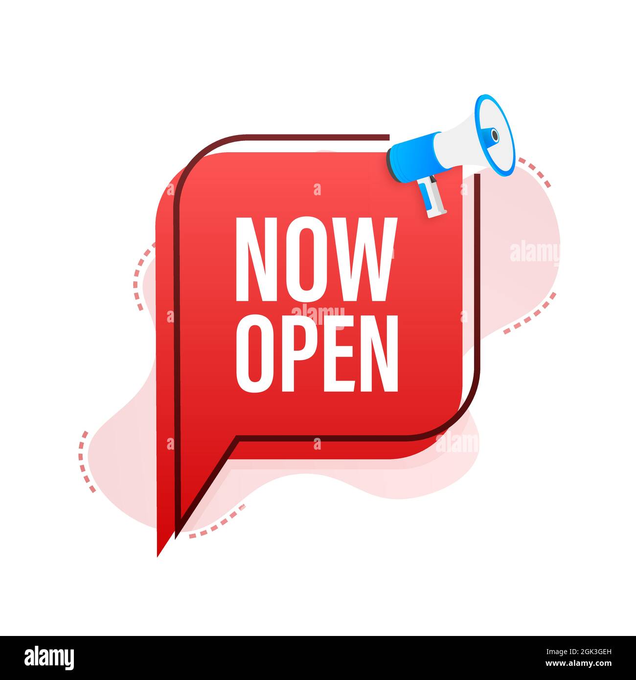 Megaphone with now open. Megaphone banner. Web design. Vector stock ...