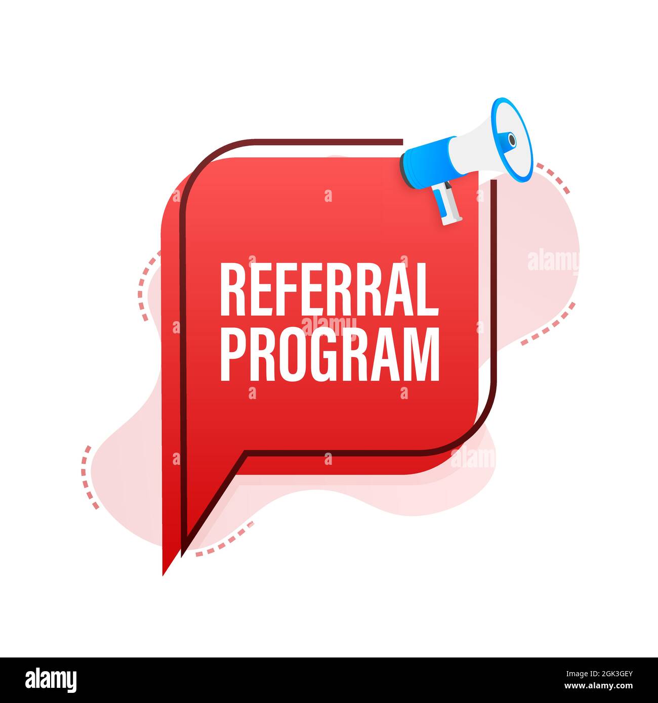 Megaphone label with referral program. Megaphone banner. Web design ...