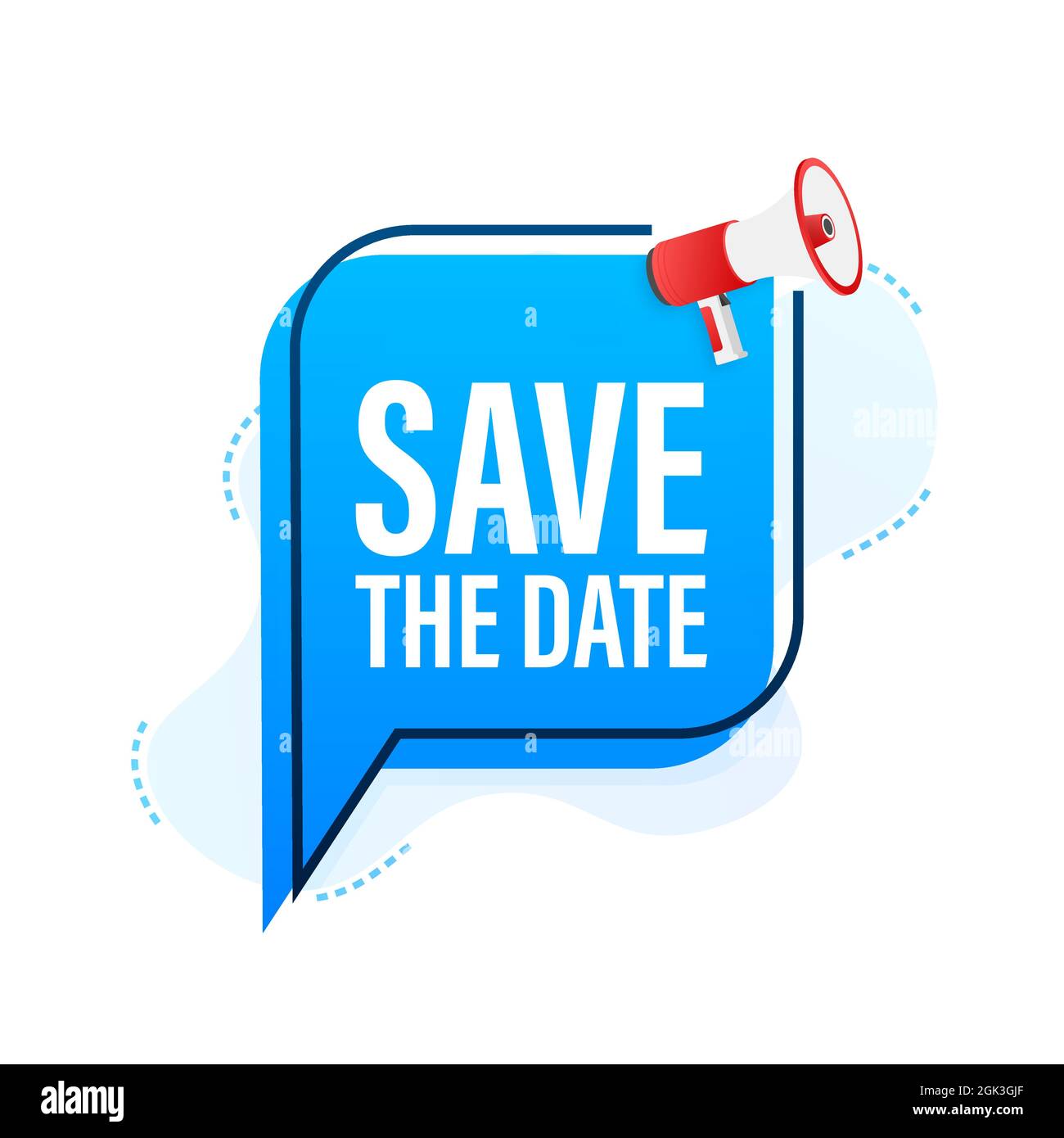 Save the date. Badge, mark on megaphone. Flat vector stock ...
