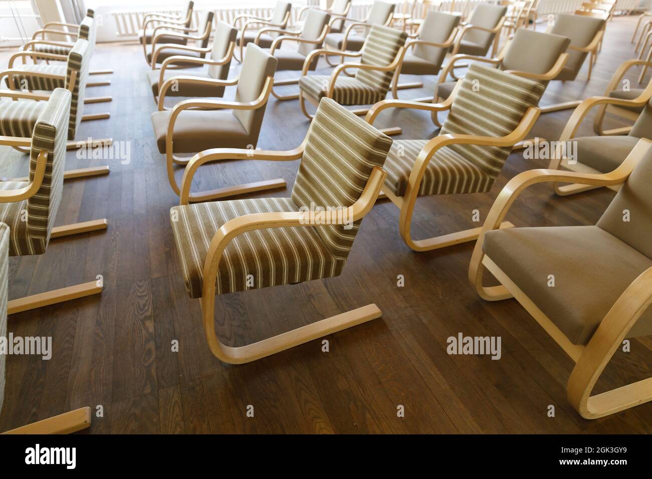 chairs stand in rows in the hall. High quality photo Stock Photo - Alamy