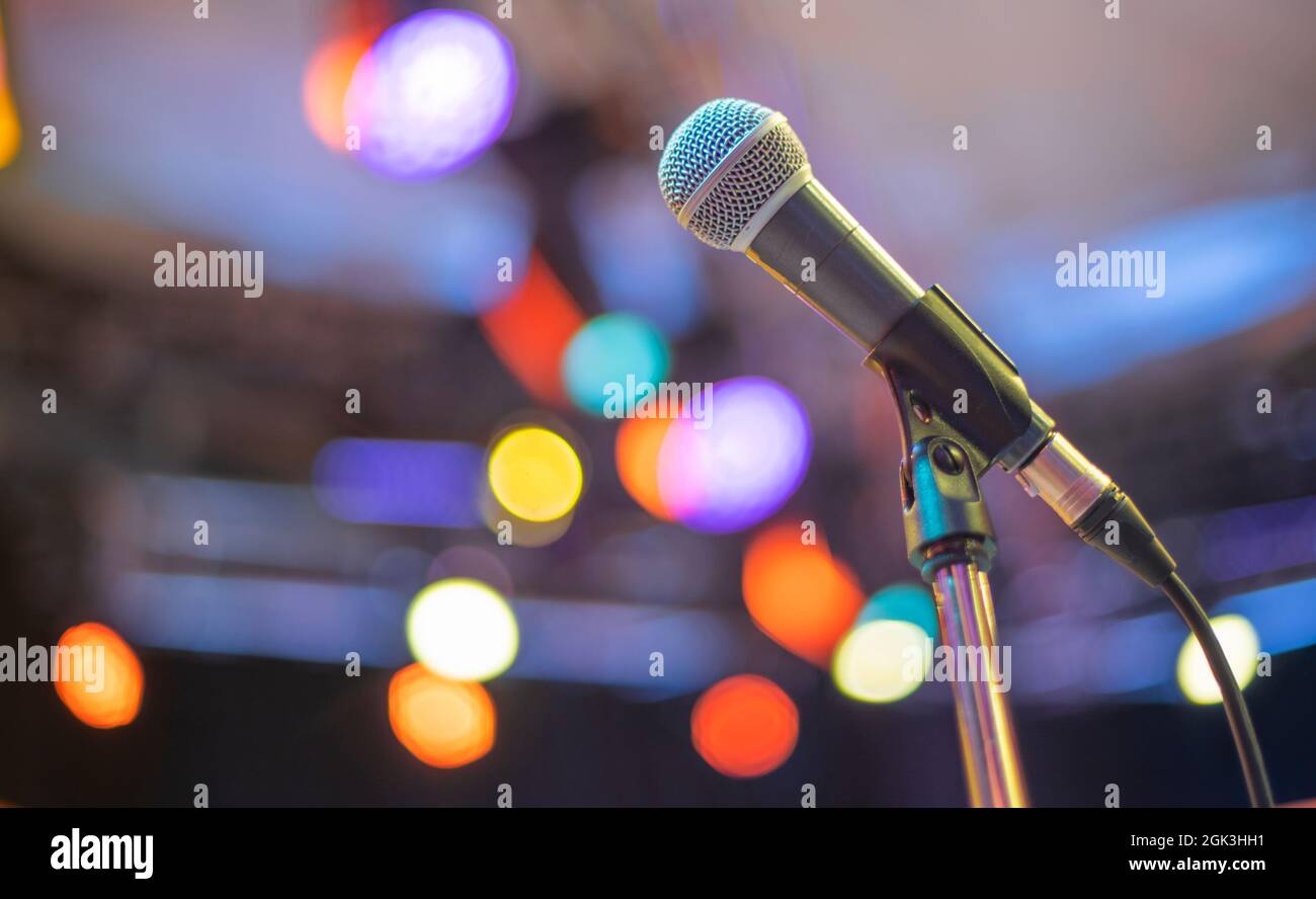 microphone for an artist on stage at a concert Stock Photo - Alamy