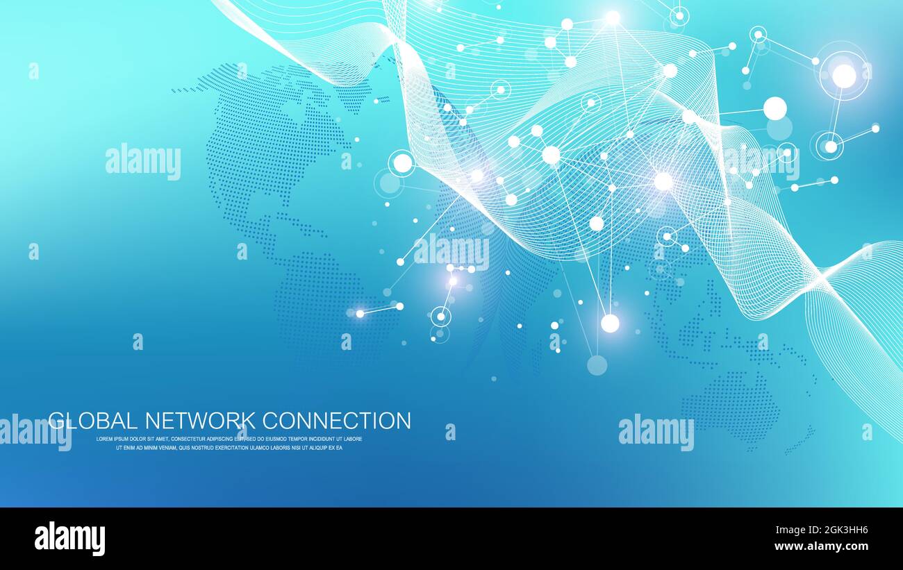 Global network connection concept. Social network communication in the global business. Big data ...