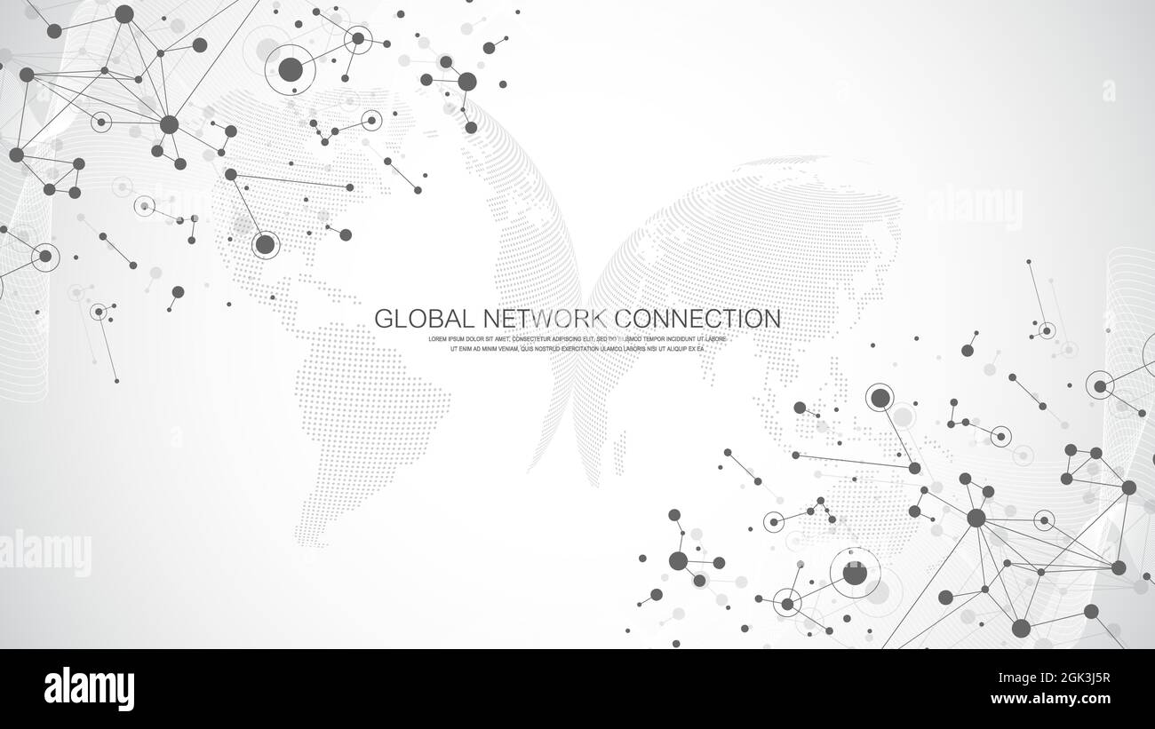 Global network connection concept. Social network communication in the global business. Big data ...