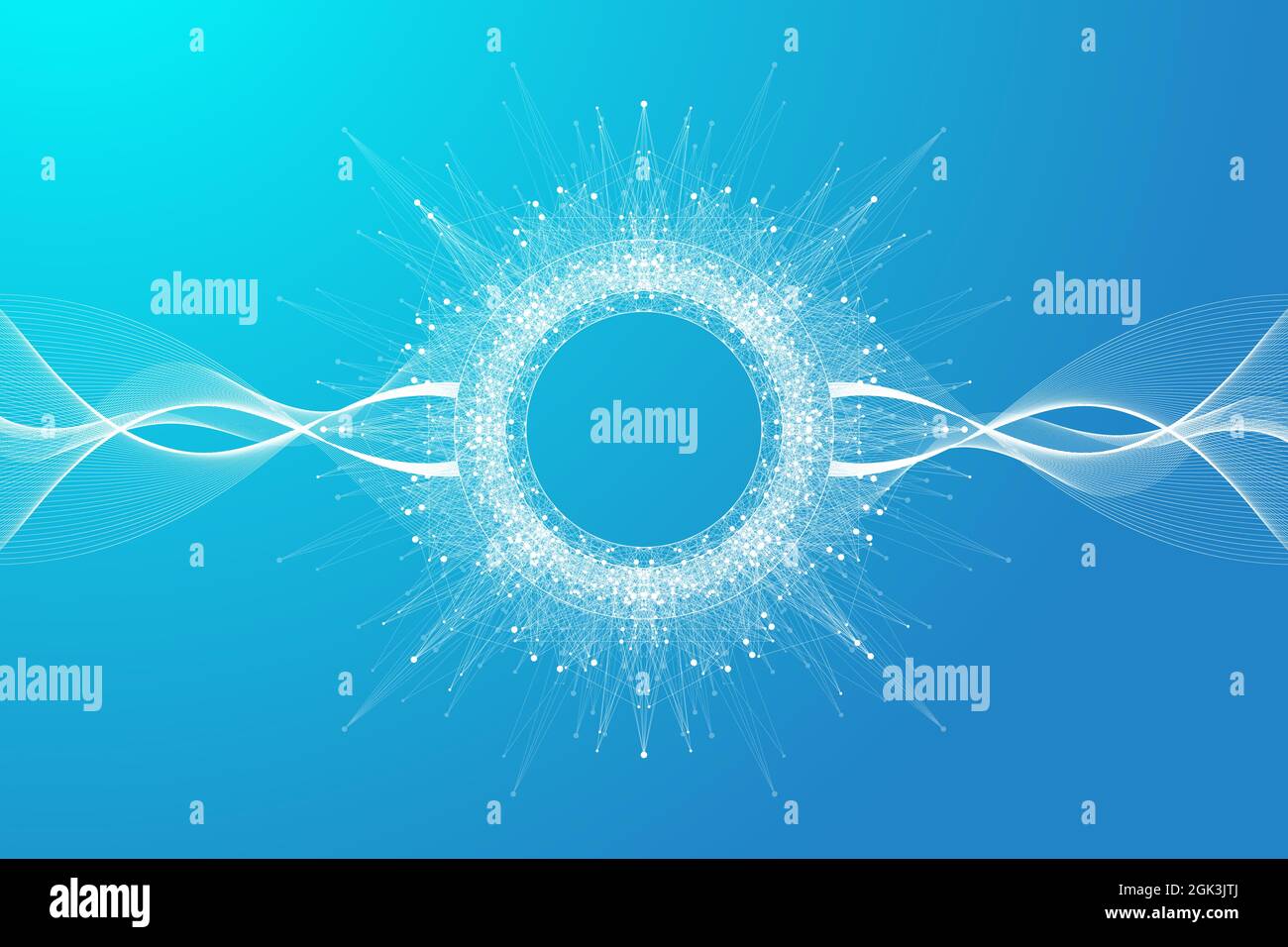 Quantum technology concept. Sphere explosion background. Deep learning ...