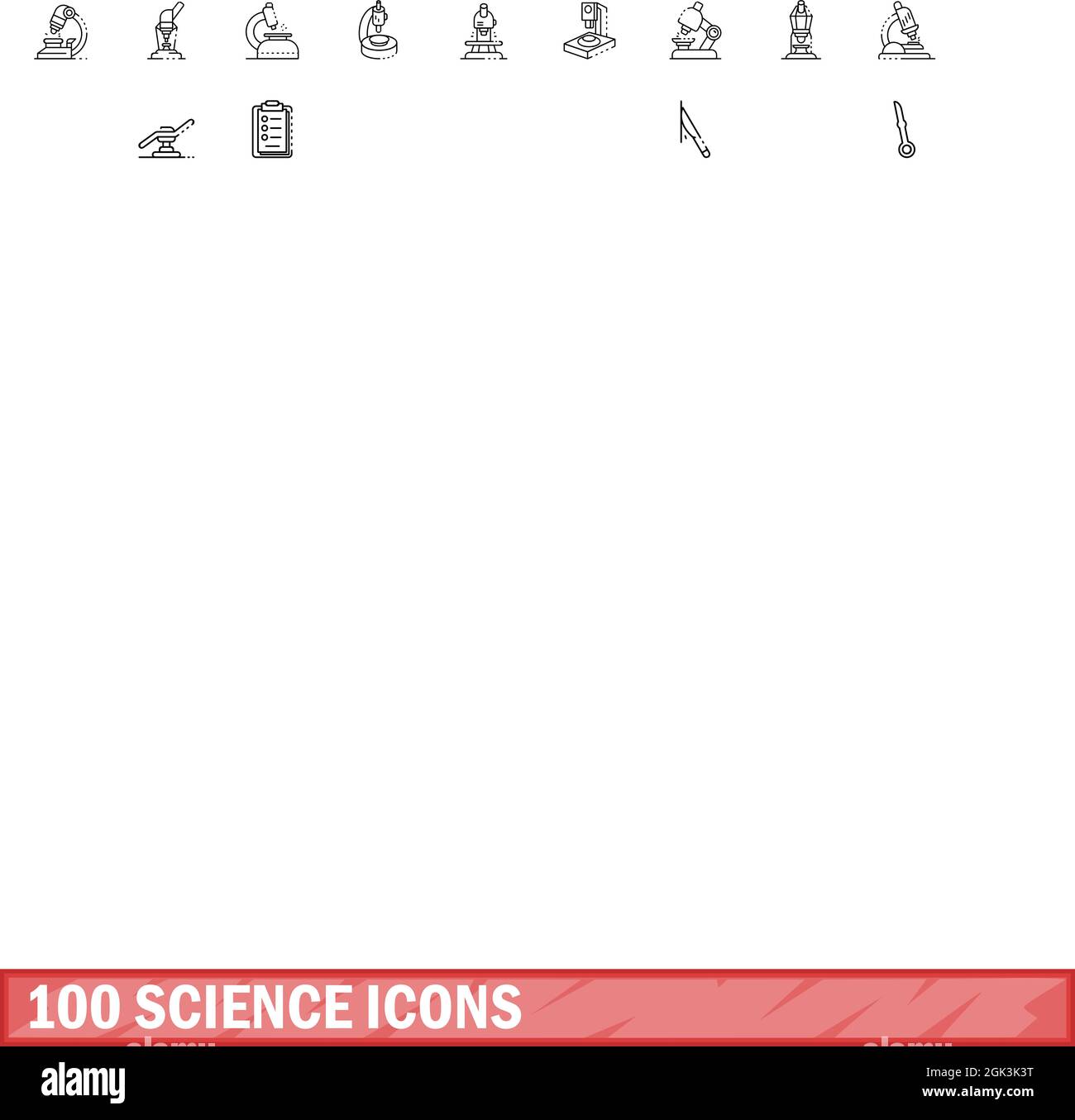 100 science icons set. Outline illustration of 100 science icons vector ...