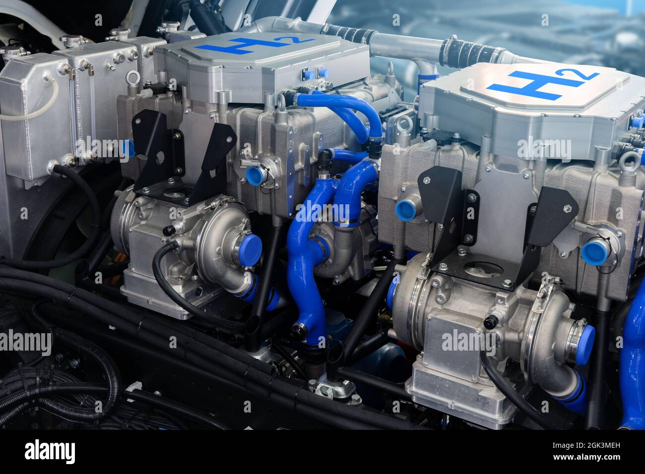 Fuel cell hydrogen truck engine. Eco-friendly commercial vehicle Stock ...