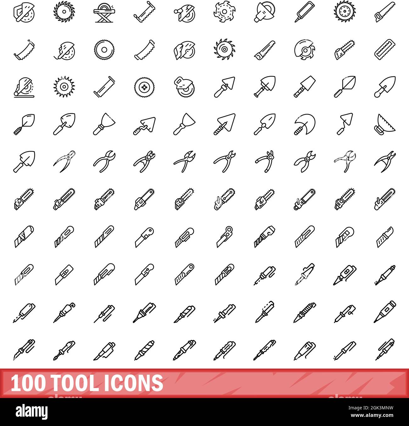 100 tool icons set. Outline illustration of 100 tool icons vector set ...