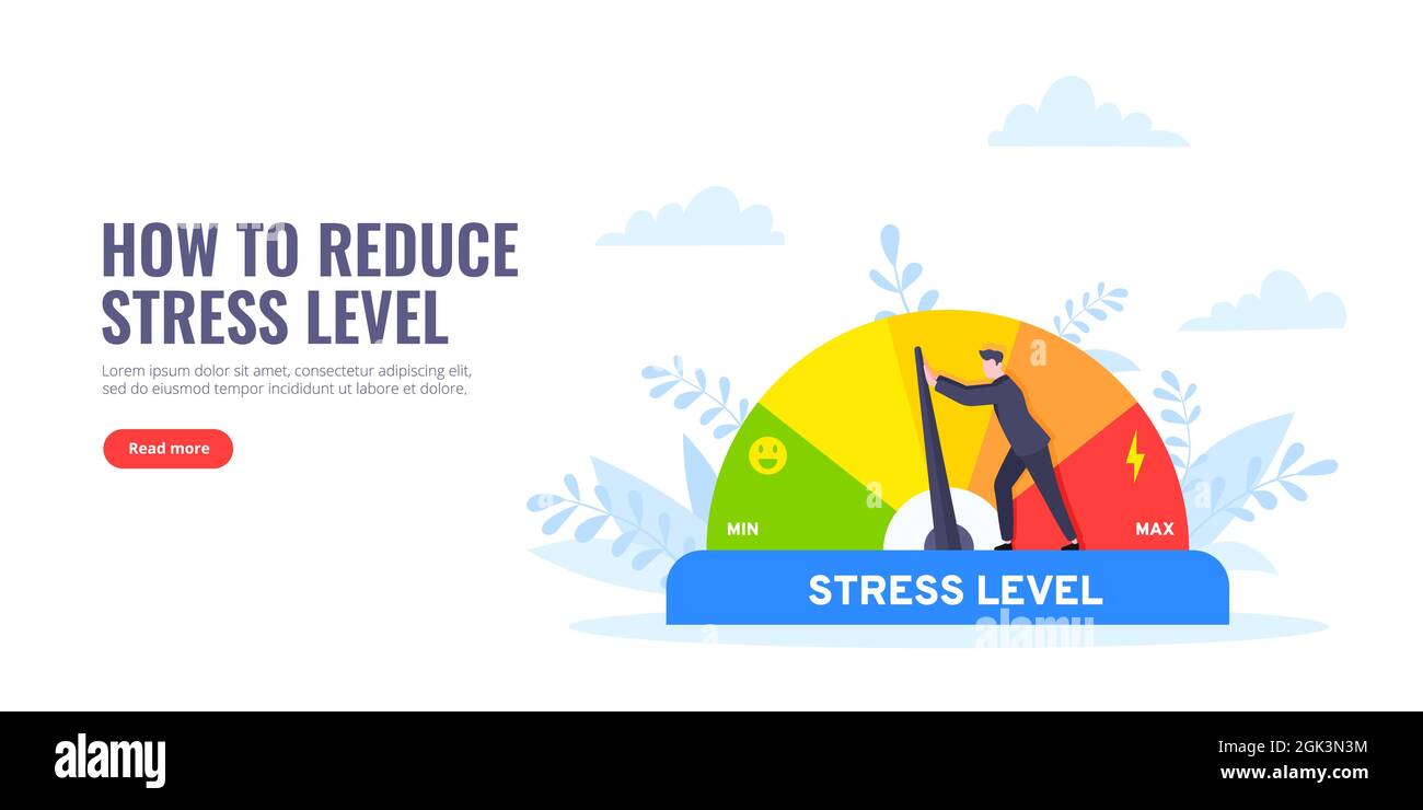 Reduce stress level flat style design concept vector illustration Stock ...