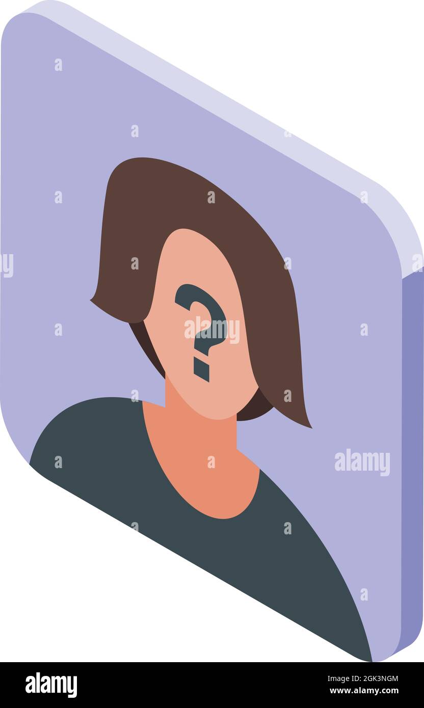 Anonymous avatar icon isometric vector. Person mystery. User face Stock ...