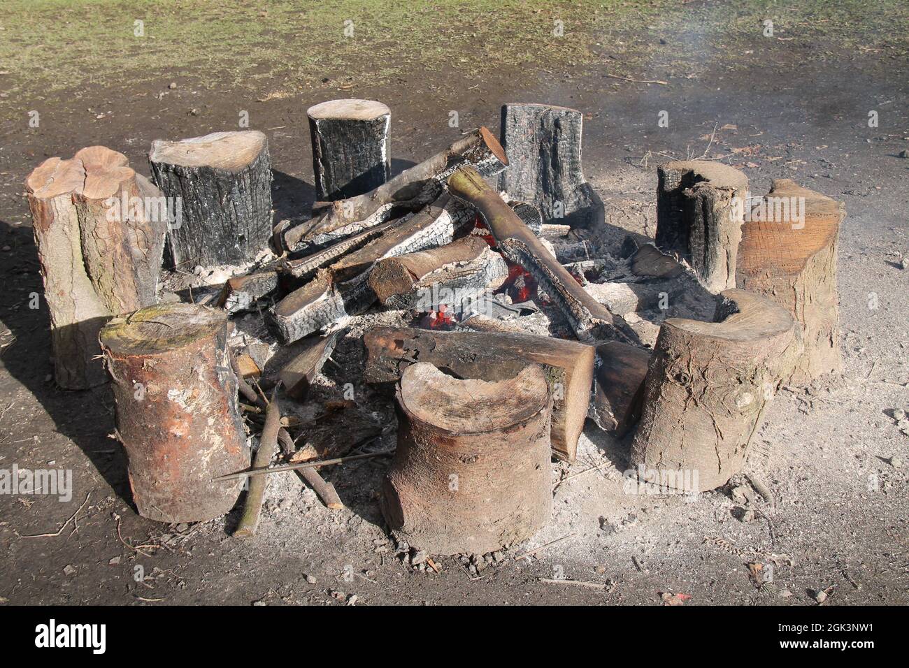 An Outdoor Large Wood Log Burning Bonfire Stock Photo - Alamy