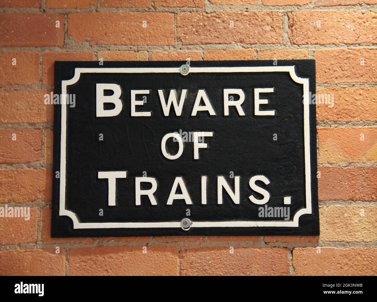 A Vintage Warning Sign to Beware of Railway Trains Stock Photo - Alamy