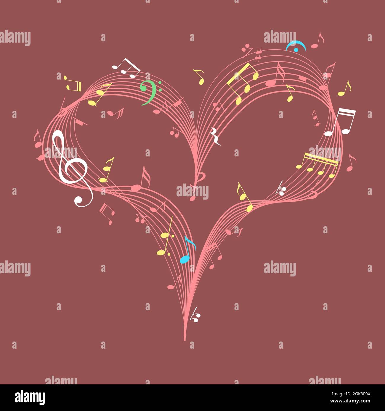 Music heart with key and notes. Design element for romantic music ...