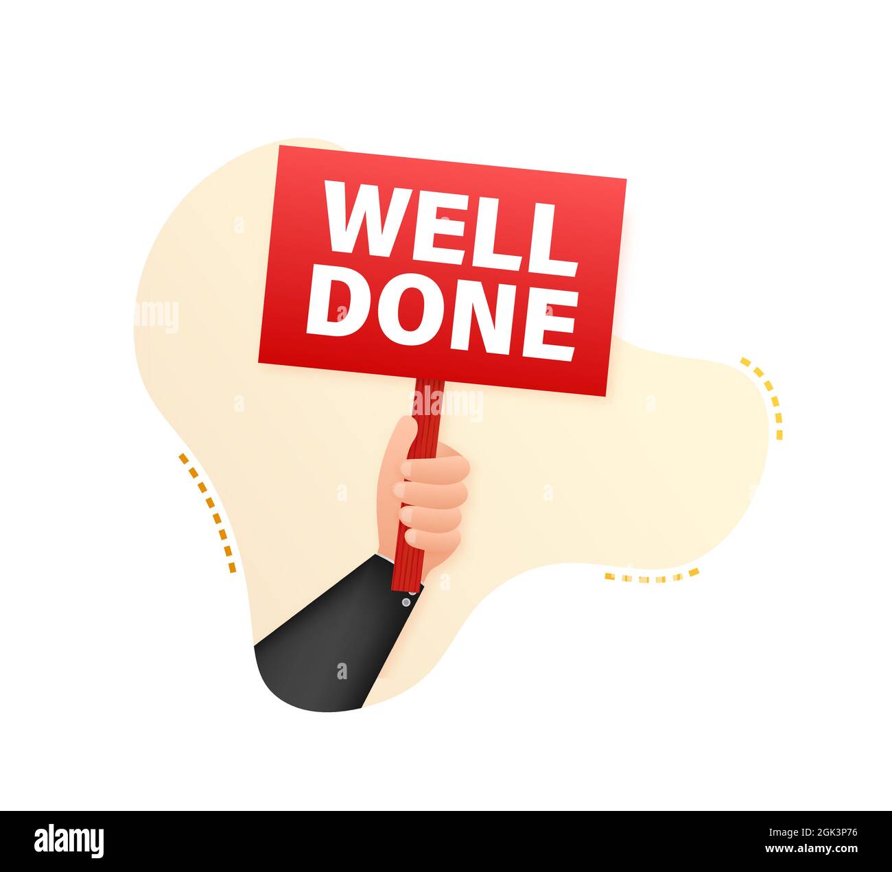 Well done cartoon poster with hand holding placard for banner design ...