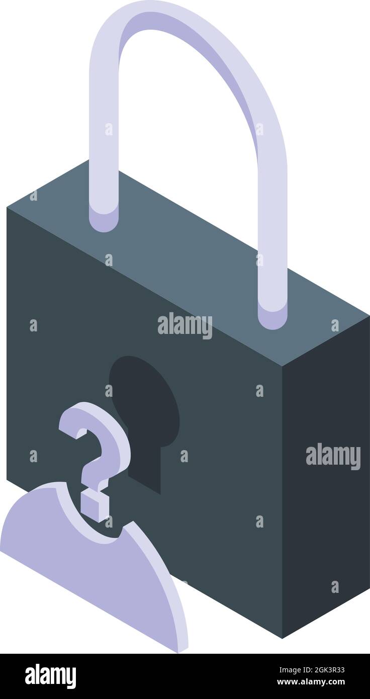Mystery padlock icon isometric vector. Lock key. Secret password Stock ...