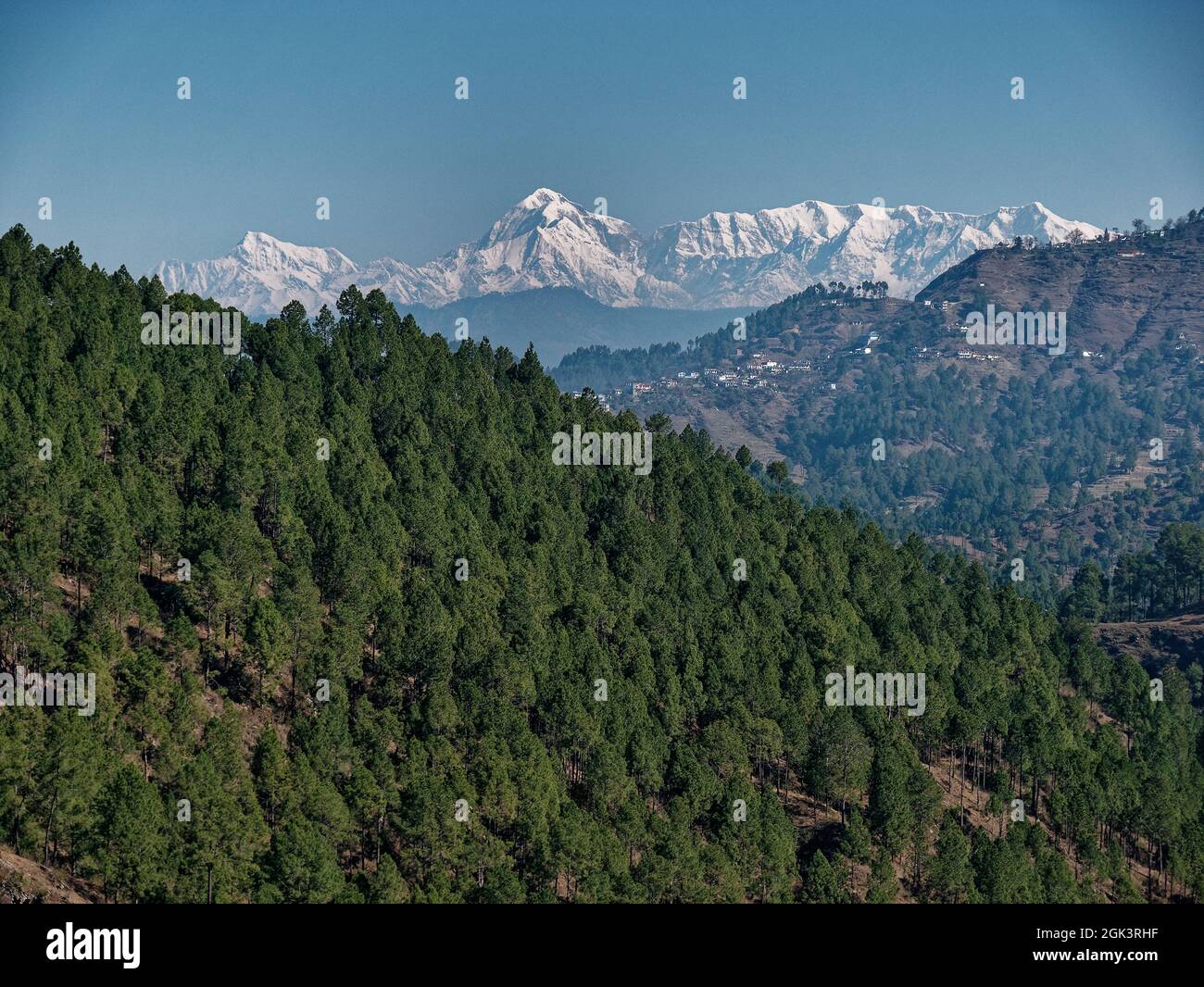 View of a mountain Trishul from valley of Himalaya Almora state ...
