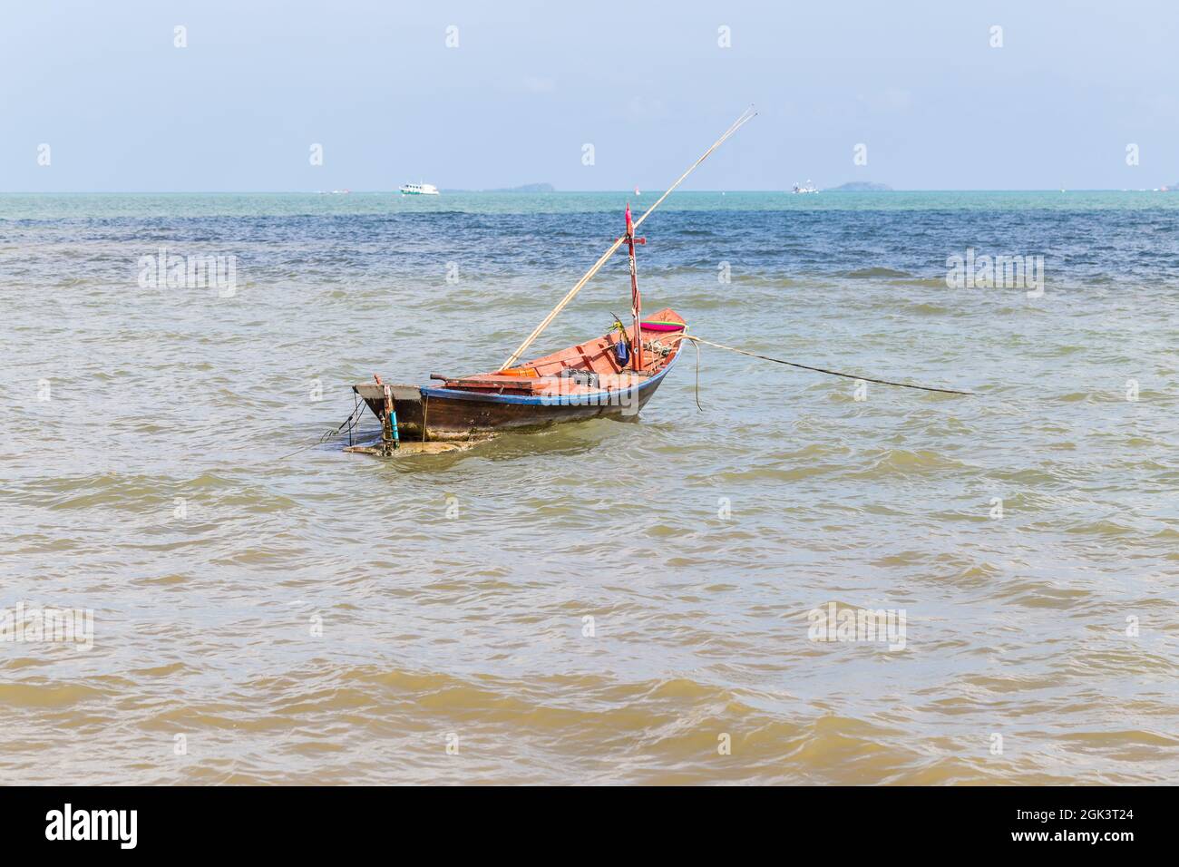 The ship floating in the sea nature background Stock Photo - Alamy