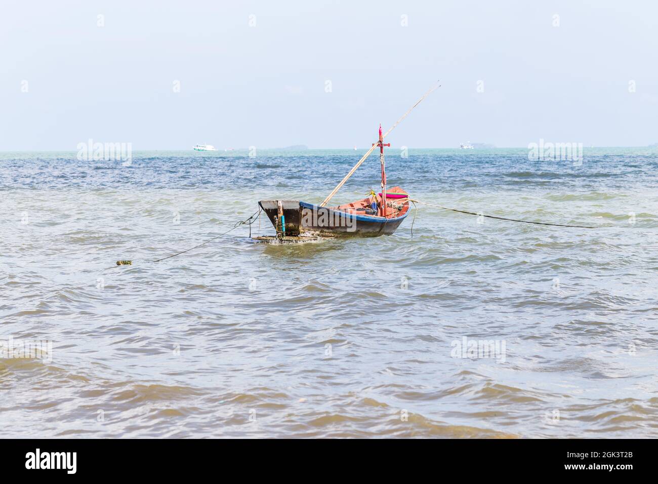 The ship floating in the sea nature background Stock Photo - Alamy