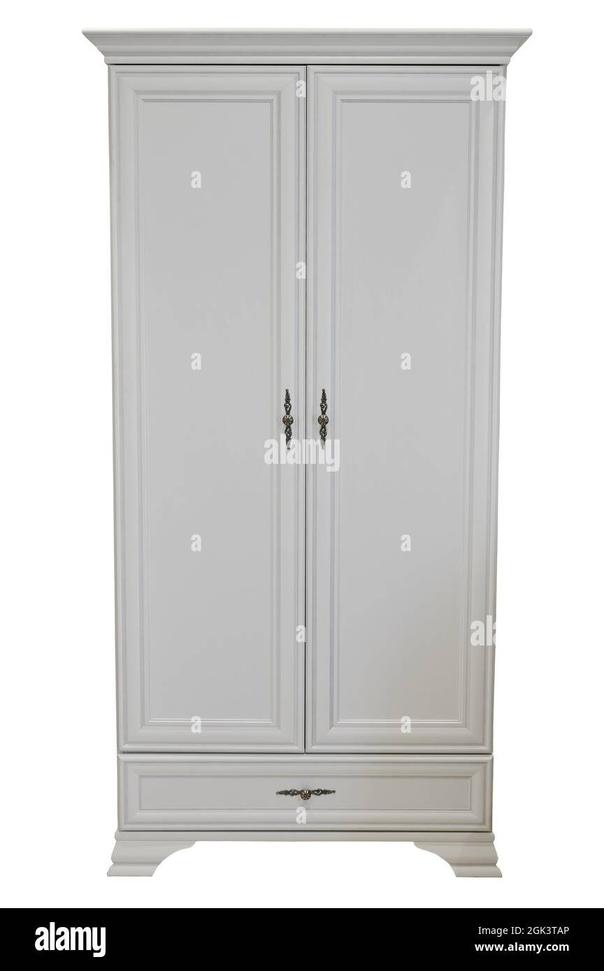 White old style closed wardrobe front view isolated Stock Photo - Alamy