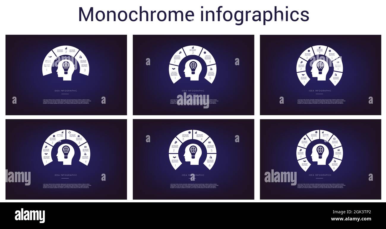 Head, lightbulb, brain. Conceptual illustration. Idea infographic ...