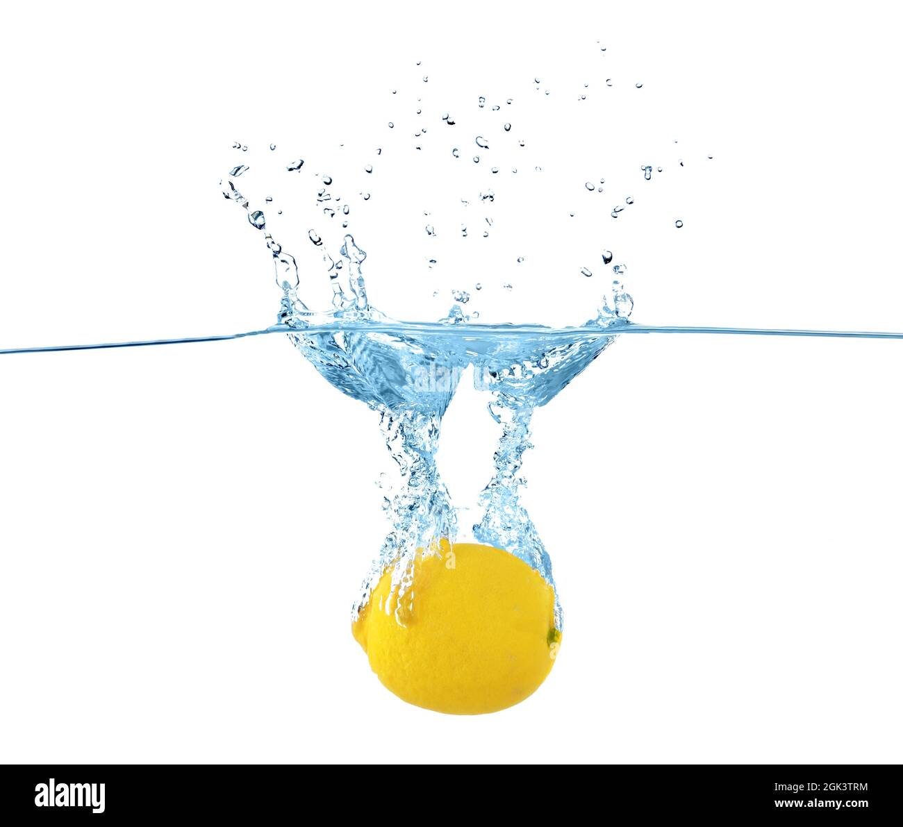 Fresh lemon in water on white background Stock Photo - Alamy