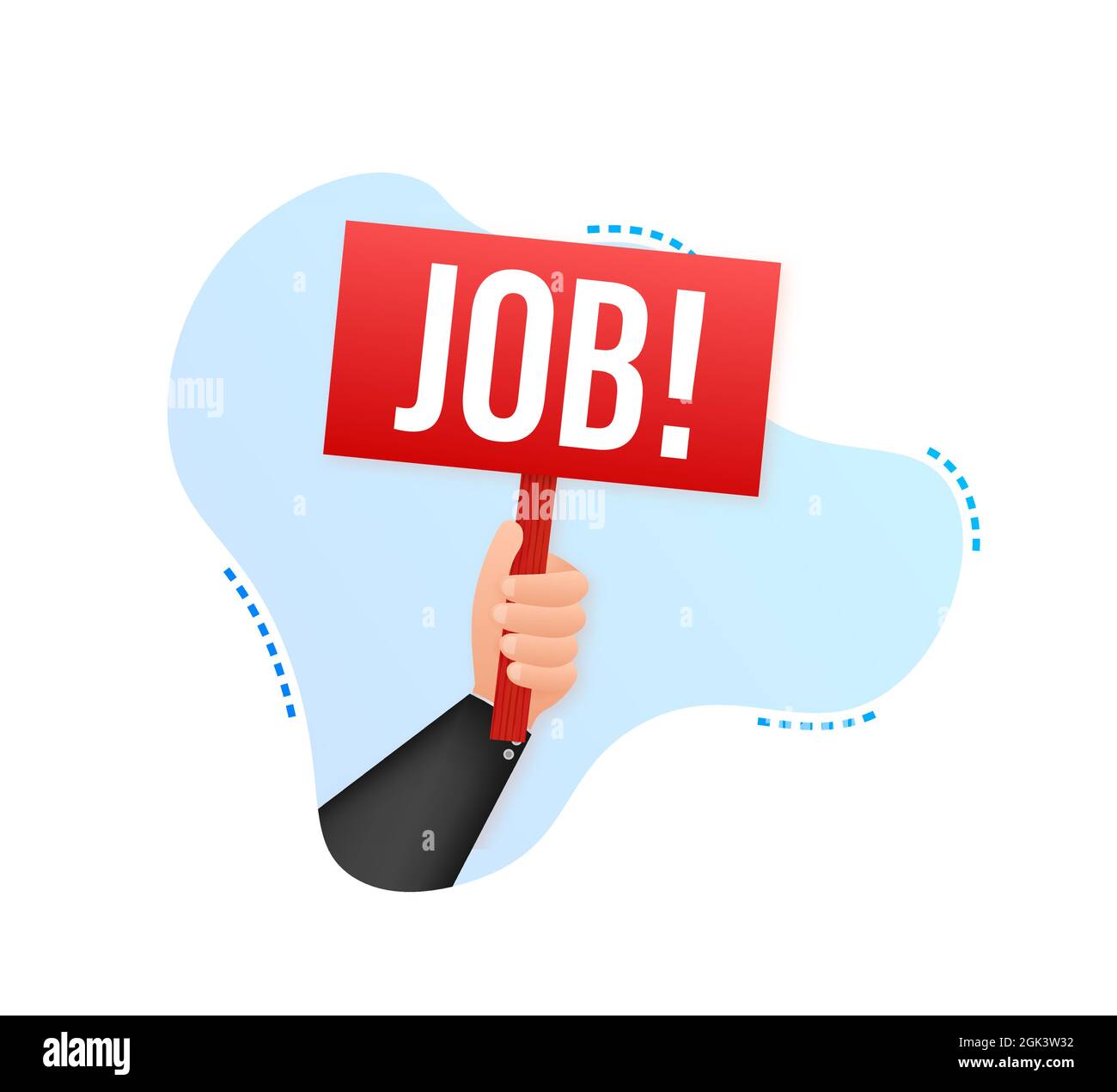 Job cartoon poster with hand holding placard for banner design. Banner ...