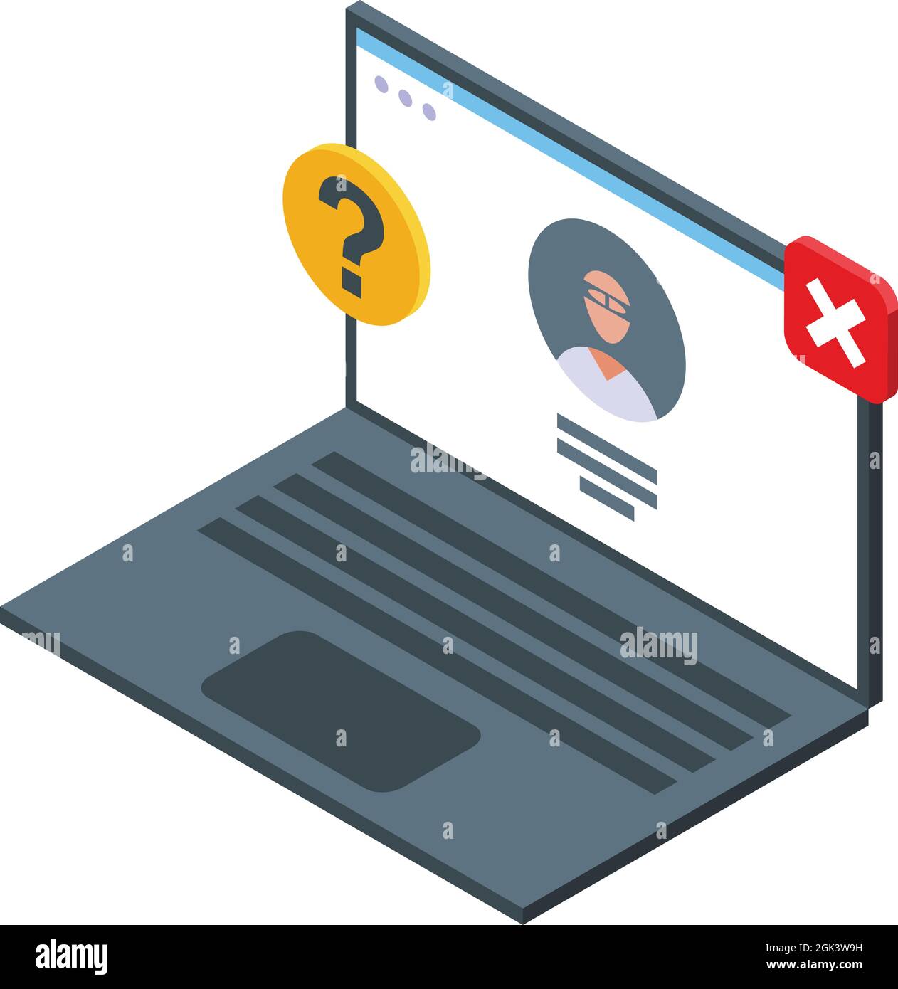 Laptop anonymity icon isometric vector. Unknown mystery. User character ...