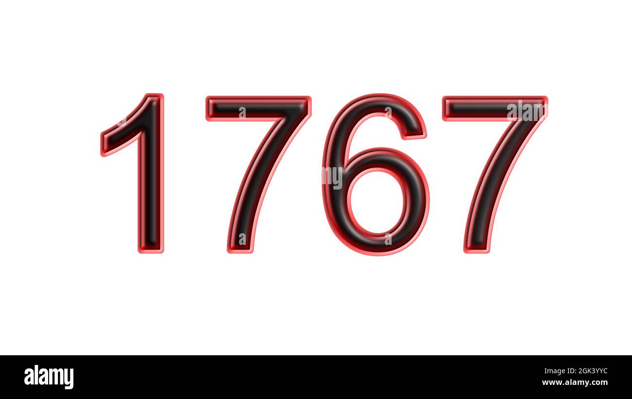 red 1767 number 3d effect white background Stock Photo - Alamy