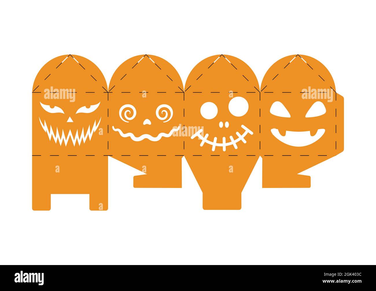 Halloween treat box with scary pumpkins. Jack-o-lantern facial gift ...