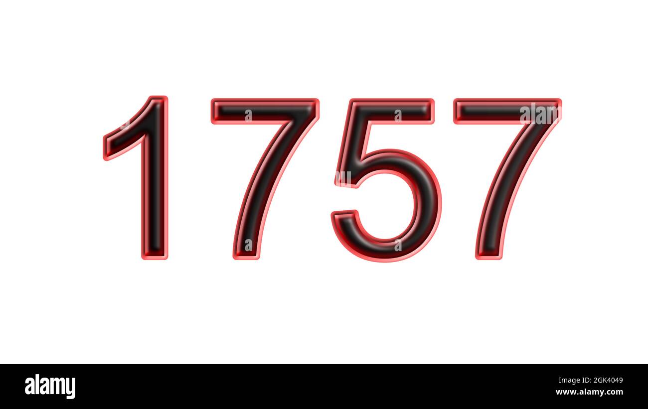 red 1757 number 3d effect white background Stock Photo - Alamy
