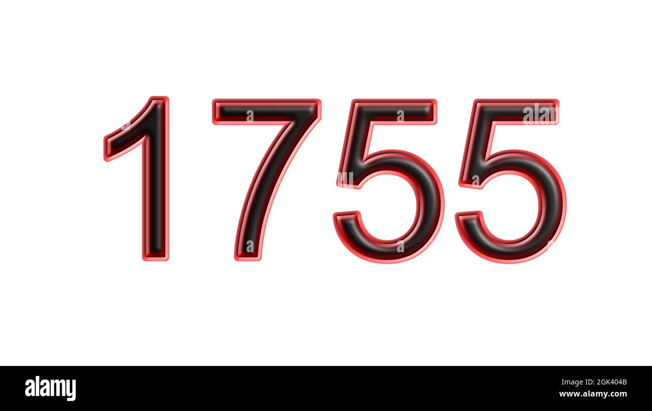 red 1755 number 3d effect white background Stock Photo - Alamy