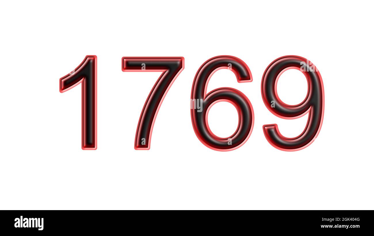 red 1769 number 3d effect white background Stock Photo - Alamy