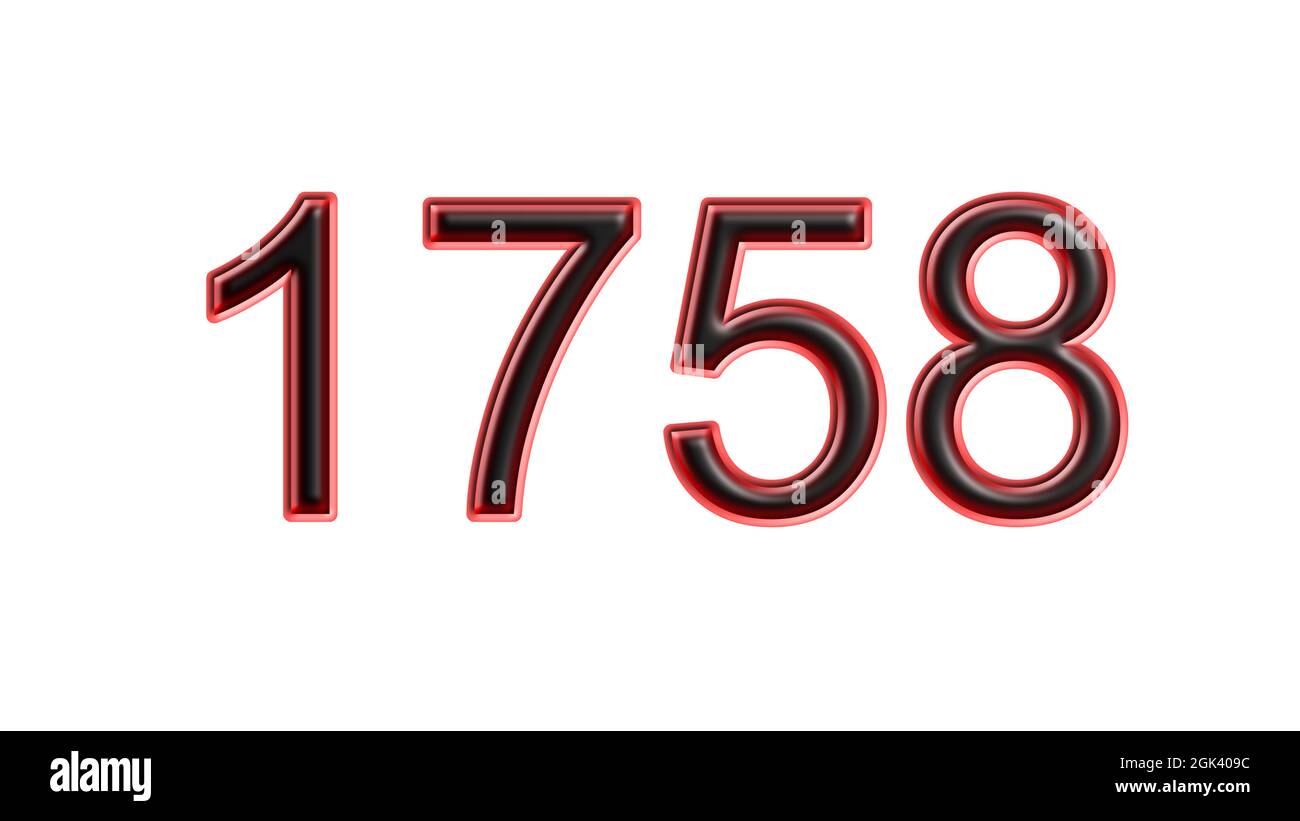 red 1758 number 3d effect white background Stock Photo - Alamy