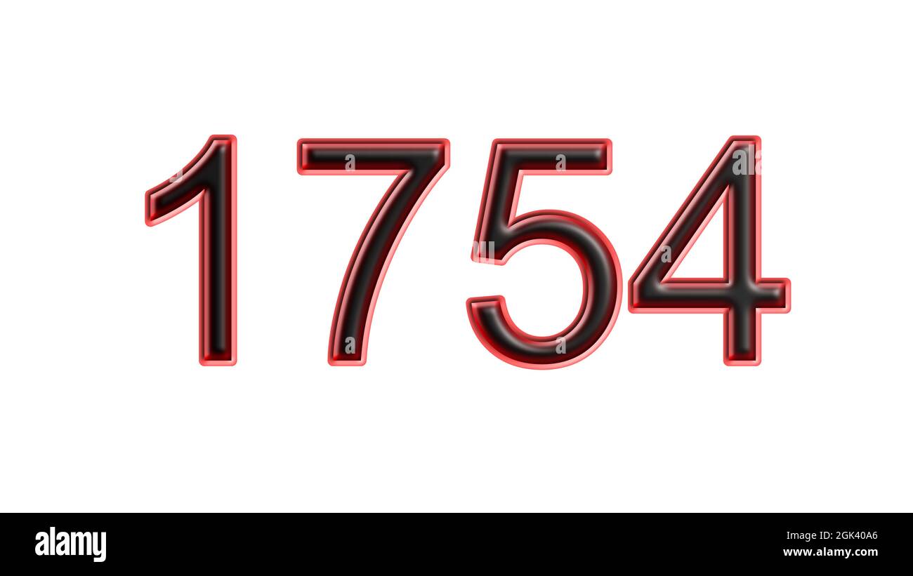 red 1754 number 3d effect white background Stock Photo - Alamy