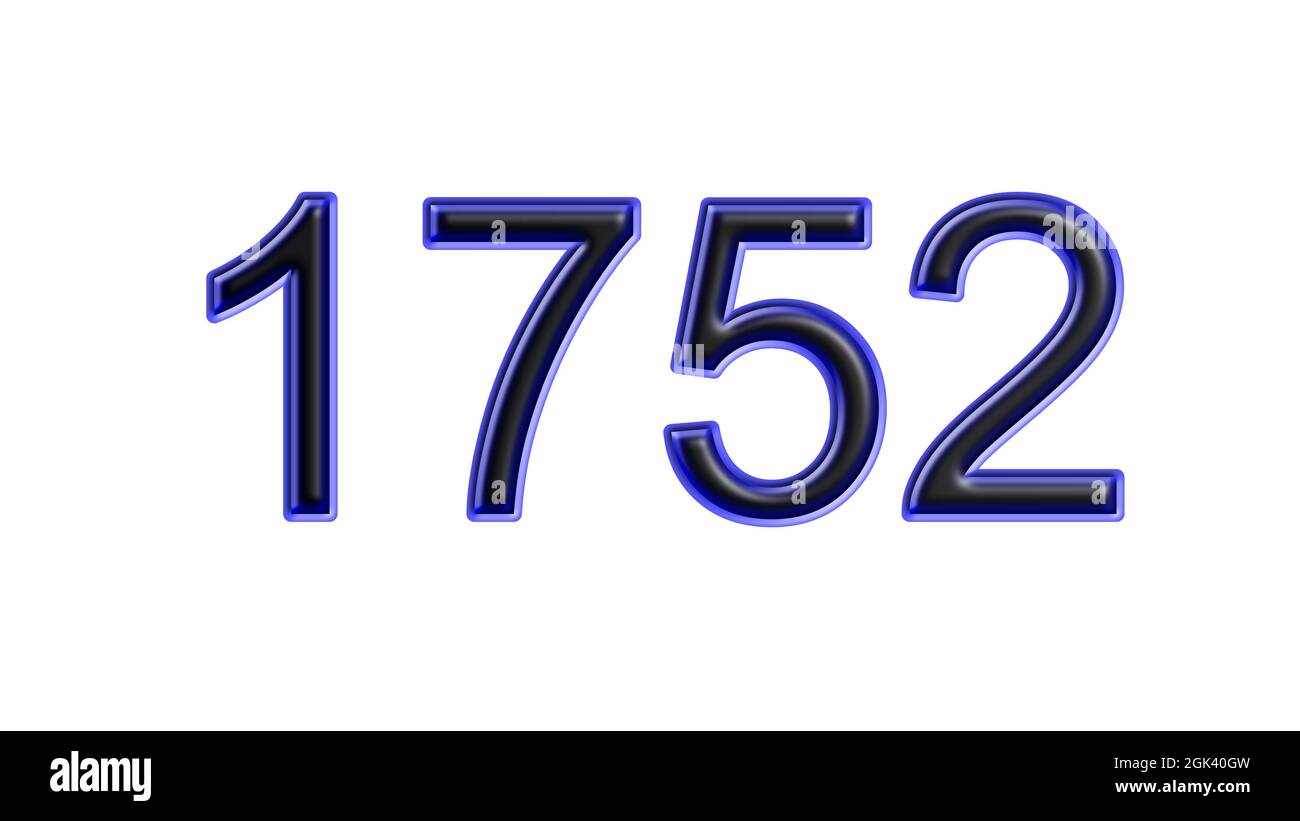blue 1752 number 3d effect white background Stock Photo - Alamy