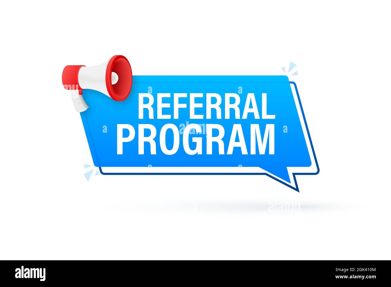 Megaphone label with referral program. Megaphone banner. Web design ...