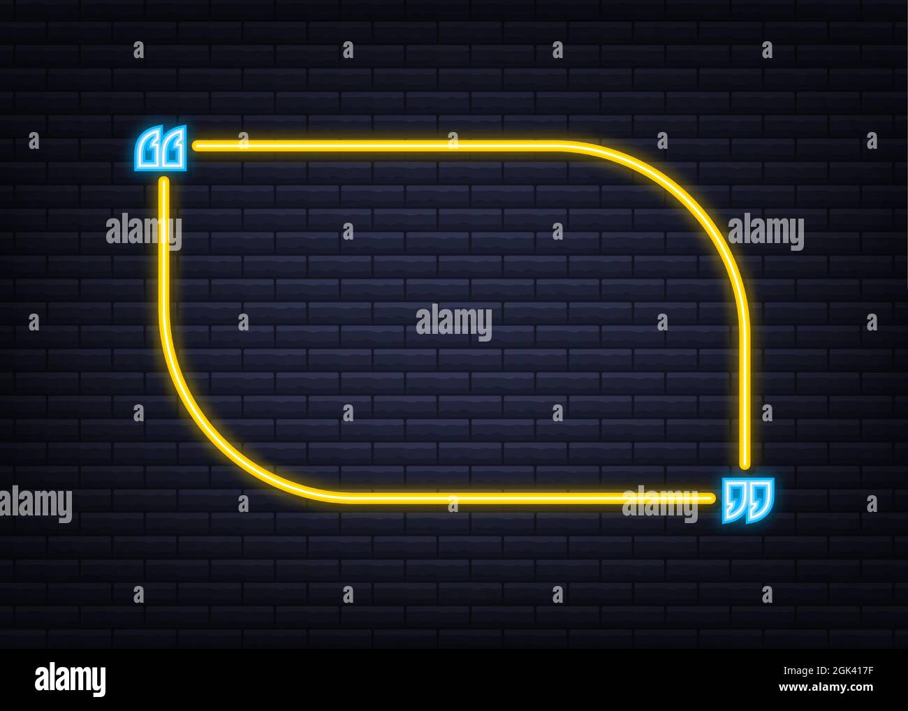 Quote. Vector Neon Quote Box, Shining on Blue Background. Vector ...
