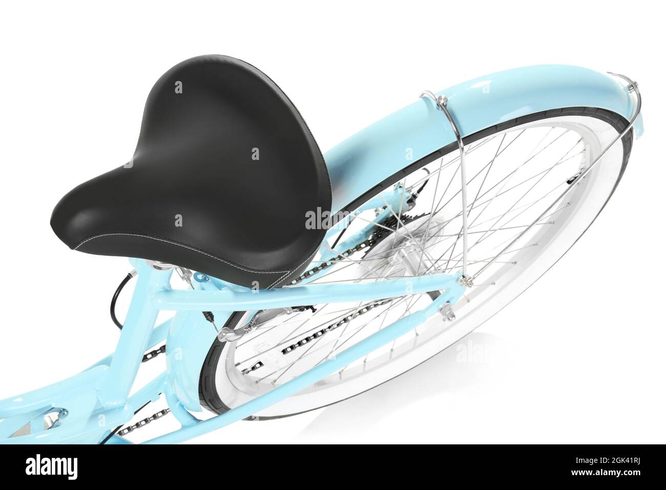 Modern two-wheeled bicycle on white background, closeup Stock Photo - Alamy