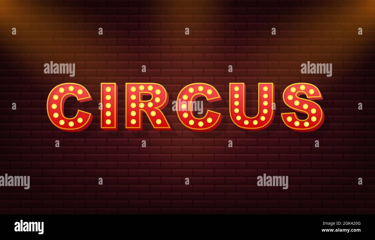 Retro light text Circus. Retro light bulb. Vector stock illustration ...