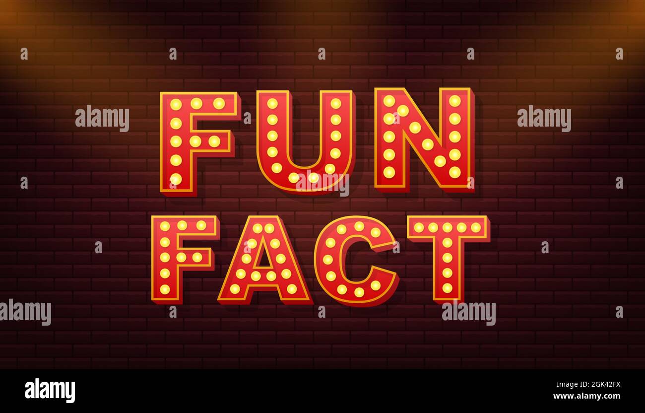 Retro light text Fun fact. Retro light bulb. Vector stock illustration ...