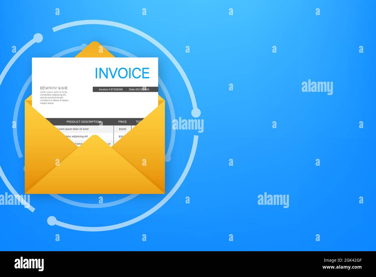Invoice icon vector. Email message received with bill document, flat ... Invoice icon vector. Email message received with bill document, flat ...