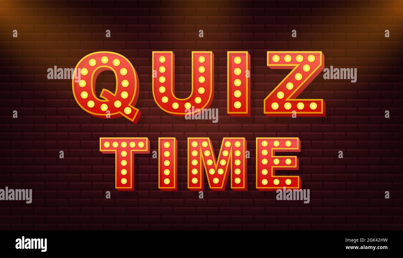 Retro light text quiz time. Retro light bulb. Vector stock illustration ...