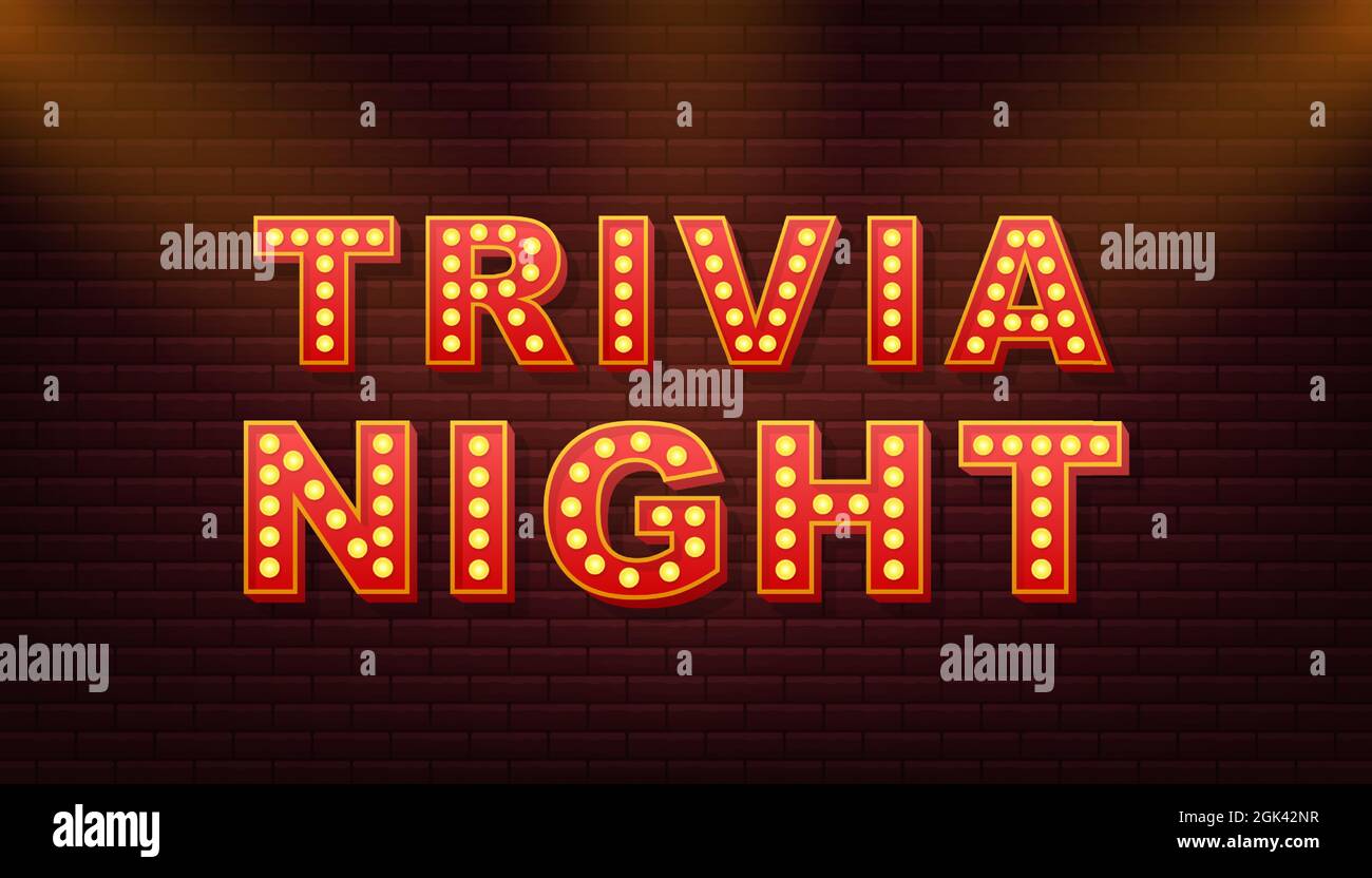 Retro light text trivia night. Retro light bulb. Vector stock ...