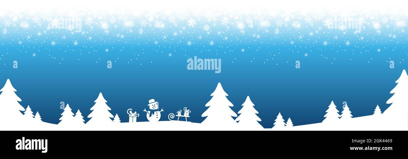 eps vector file showing a christmas panorama header with fall of snow ...